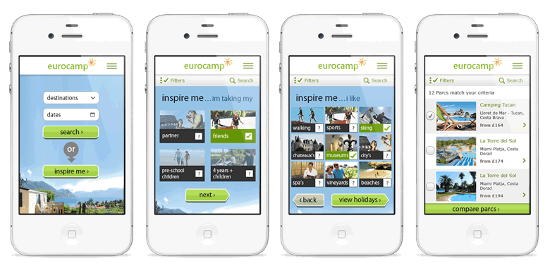 Eurocamp holiday finder mobile application - Fresh ayre